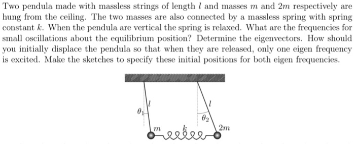 Solved Two pendula made with massless strings of length I | Chegg.com
