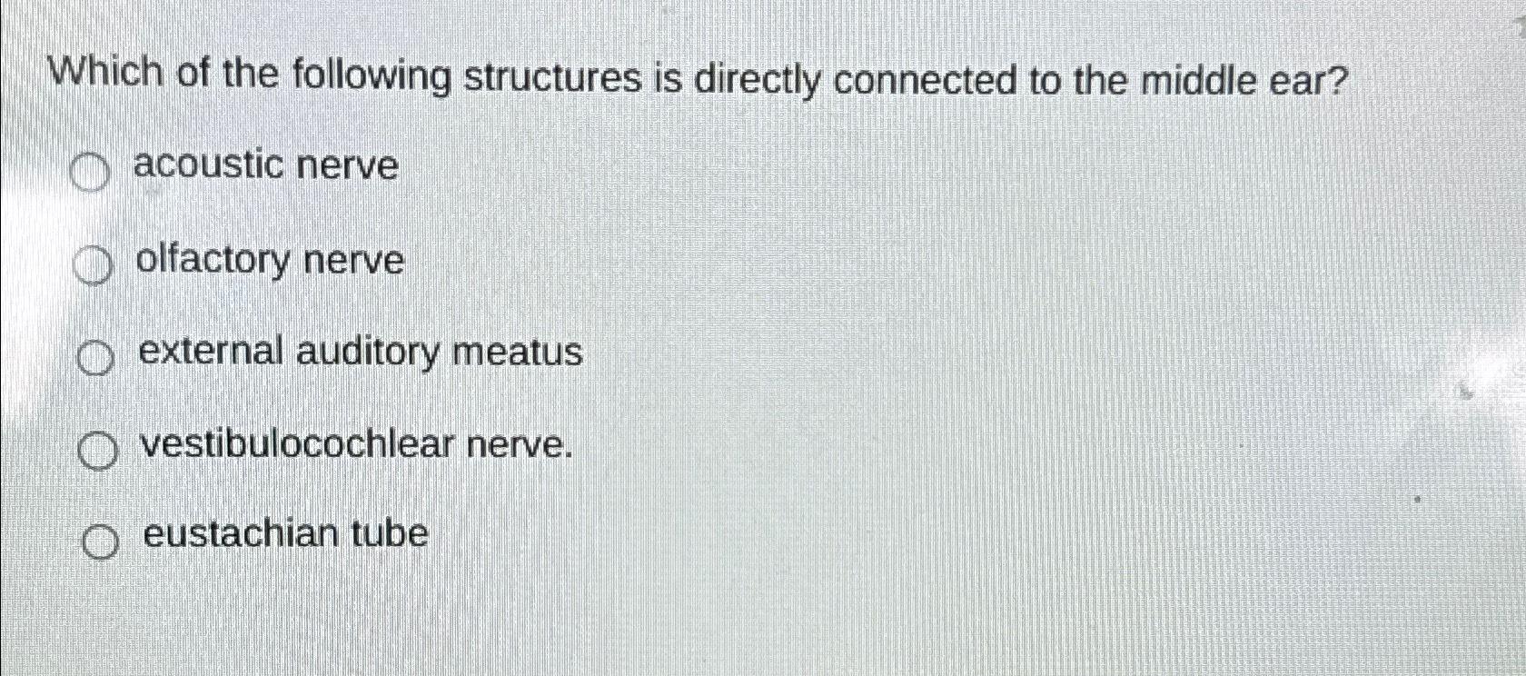 Solved Which of the following structures is directly | Chegg.com