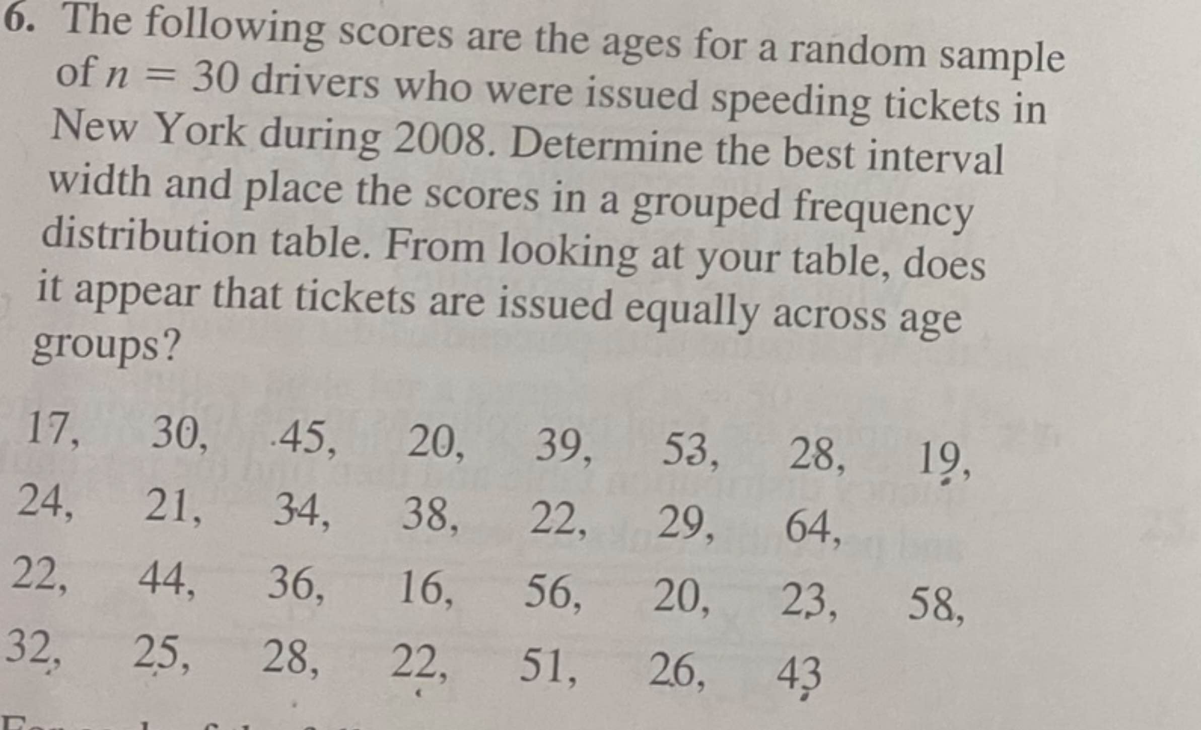 Solved The following scores are the ages for a random | Chegg.com