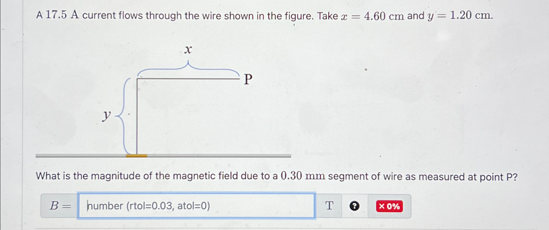 Solved A 17.5 ﻿A current flows through the wire shown in the | Chegg.com