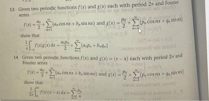 Solved 13 Given two periodic functions f(x) and g(x) each | Chegg.com