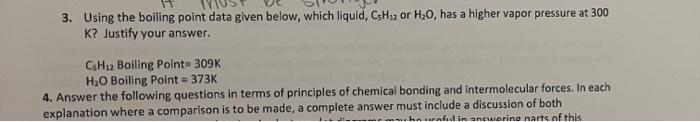 Solved 3. Using the boiling point data given below, which | Chegg.com