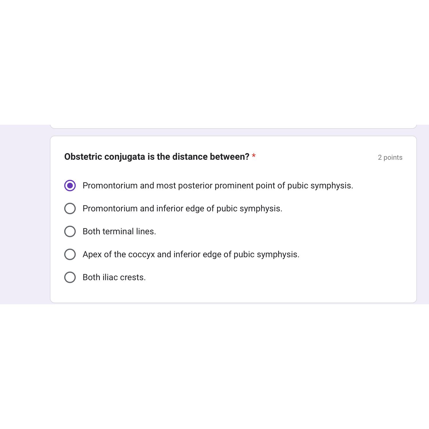 Solved Obstetric conjugata is the distance between? *2 | Chegg.com