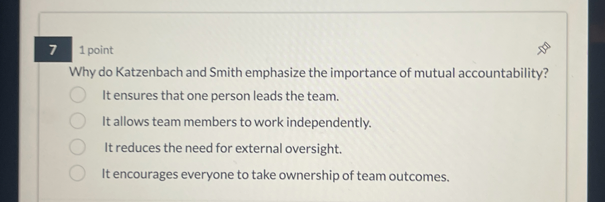 Solved 71 ﻿pointWhy do Katzenbach and Smith emphasize the | Chegg.com