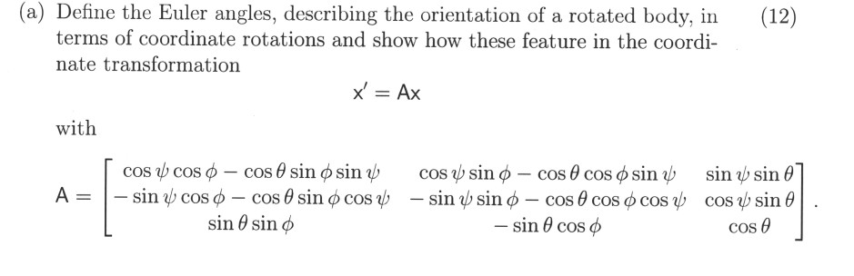 (a) Define the Euler angles, describing the | Chegg.com