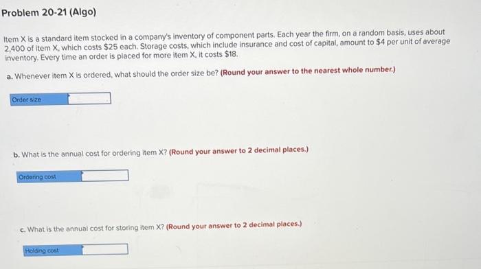 Solved Item X is a standard item stocked in a company's | Chegg.com