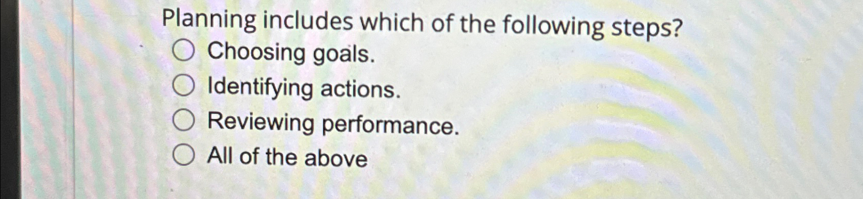 Solved Planning includes which of the following | Chegg.com