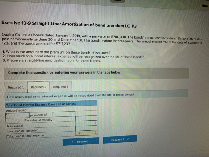 Solved Exercise 10-9 Straight-Line: Amortization of bond | Chegg.com