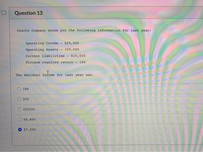 Solved Question 13 Exacto Company shows you the following | Chegg.com