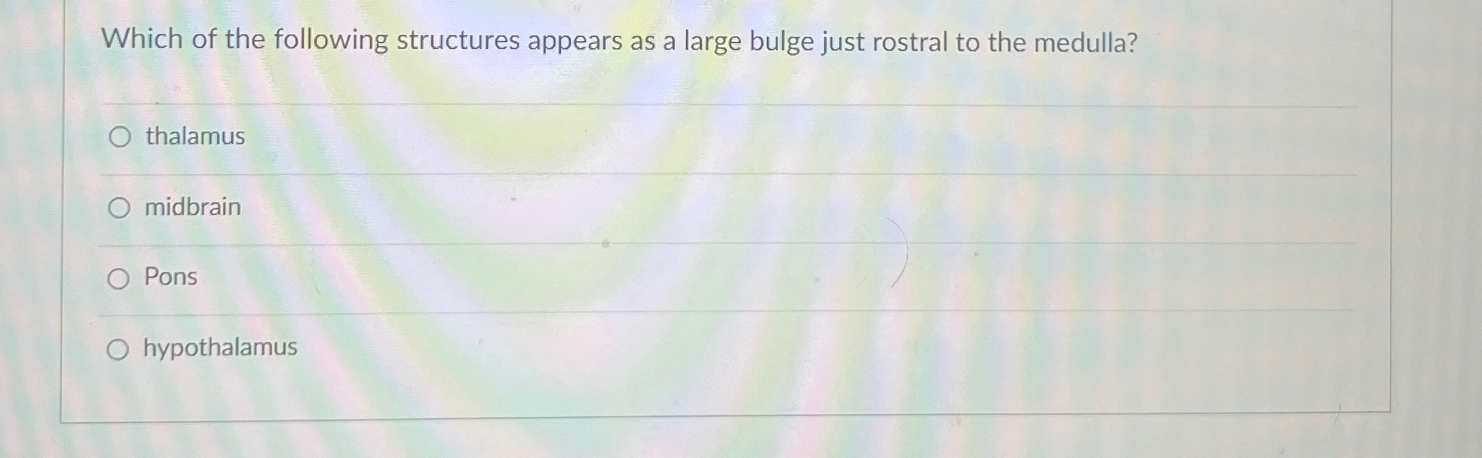Solved Which of the following structures appears as a large | Chegg.com