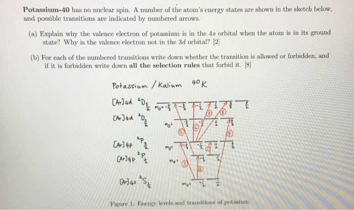 Solved Potassium-40 has no nuclear spin. A number of the | Chegg.com