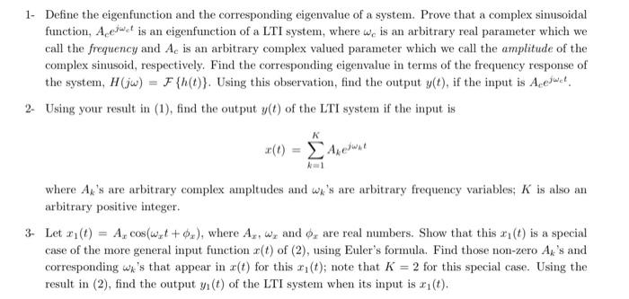 Solved 1- Define the eigenfunction and the corresponding | Chegg.com