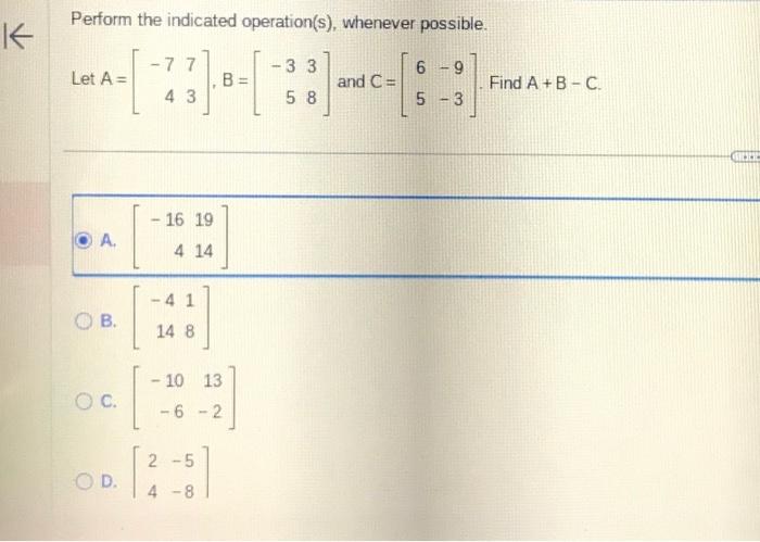Solved Perform the indicated operation(s), whenever | Chegg.com