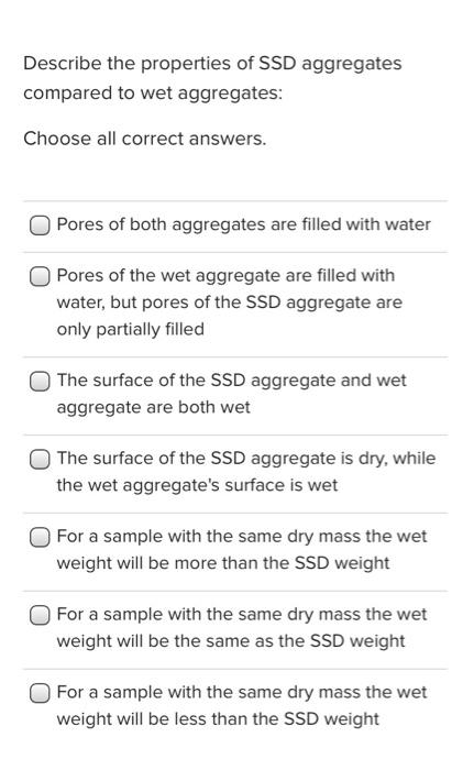 Solved Describe the properties of SSD aggregates compared to | Chegg.com