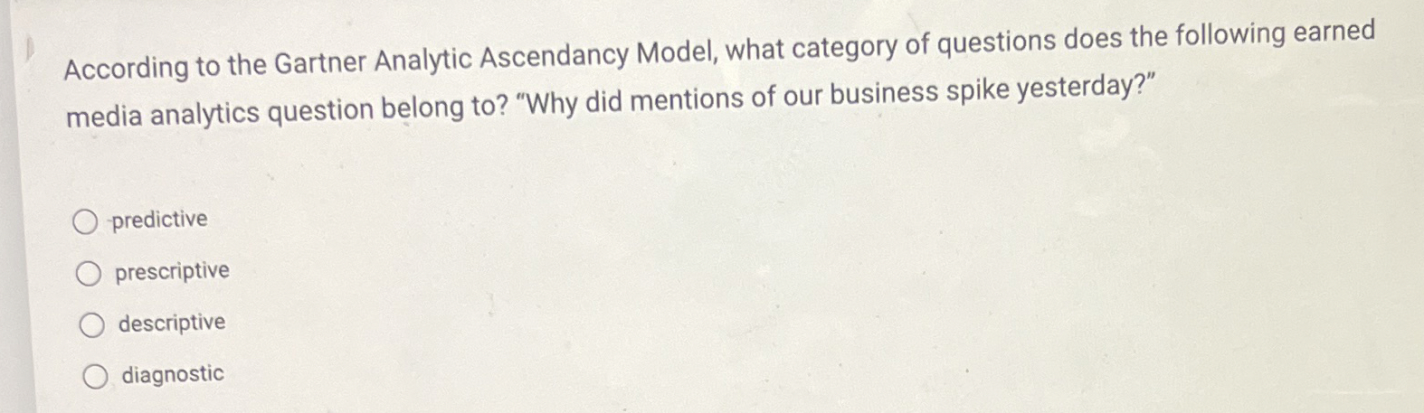 Solved According to the Gartner Analytic Ascendancy Model, | Chegg.com