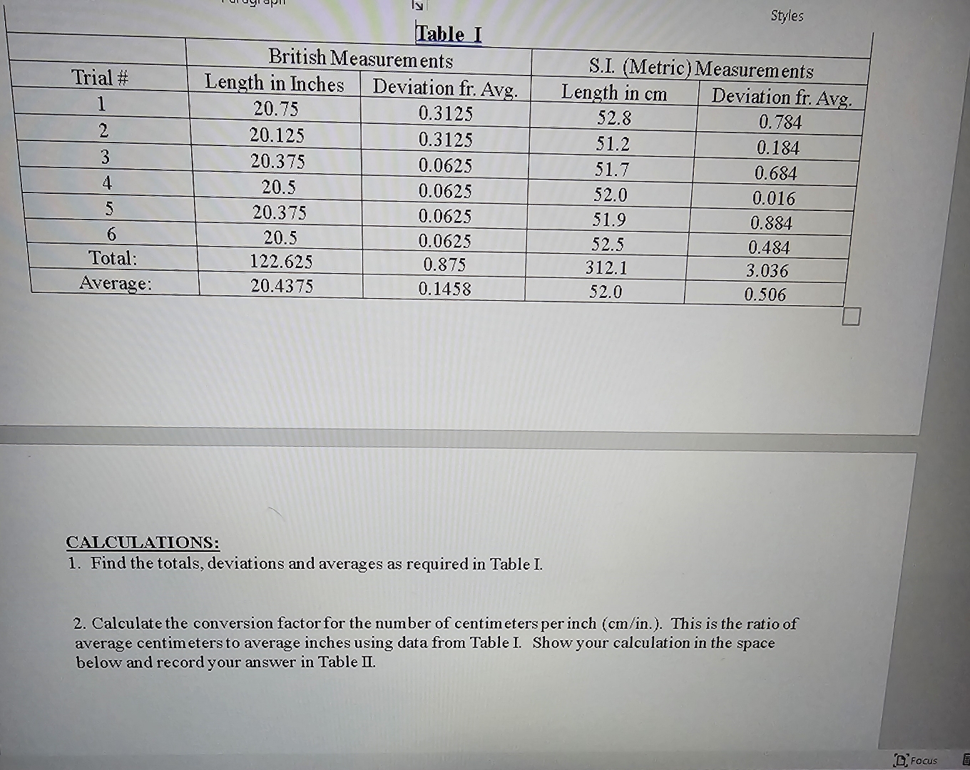 Table IStyles\table[[,British Measurements,S.I. | Chegg.com