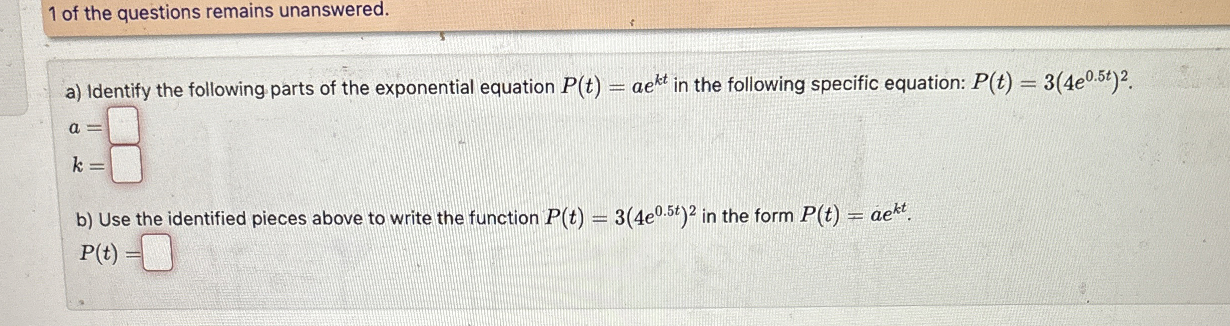 Solved a) ﻿Identify the following parts of the exponential | Chegg.com
