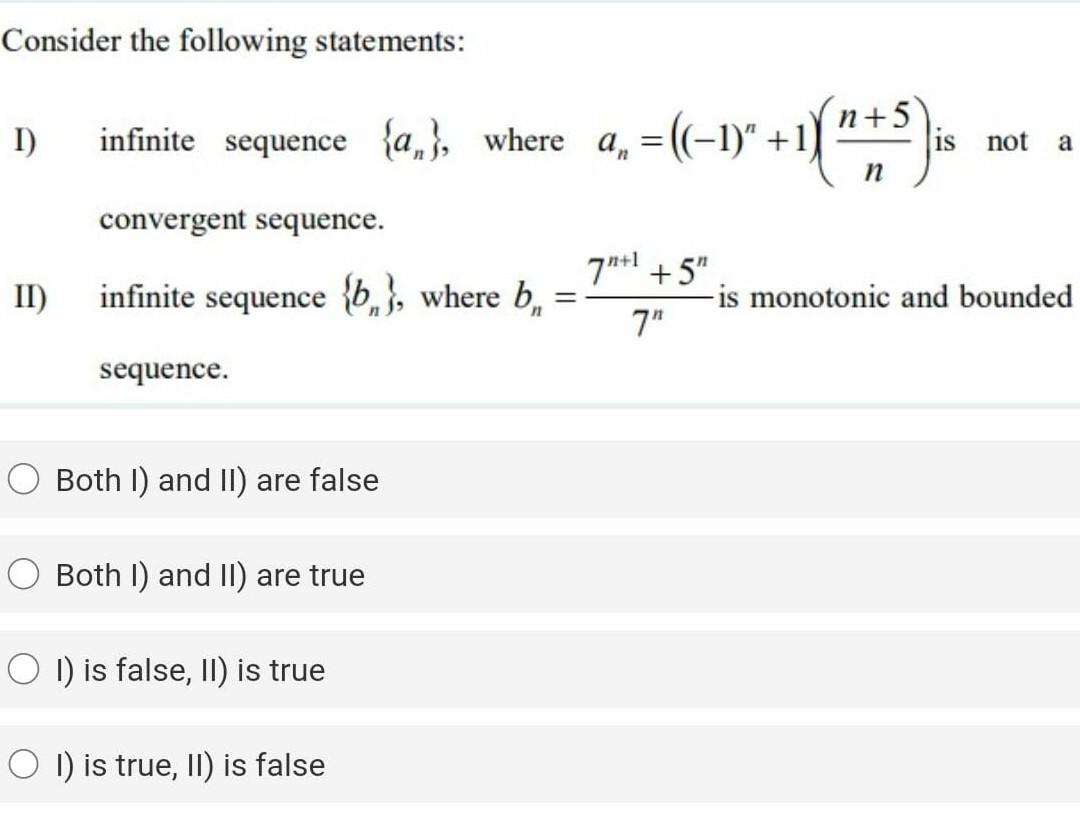 Solved Consider the following statements: n+ I) infinite | Chegg.com