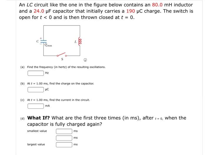 Solved An LC circuit like the one in the figure below | Chegg.com