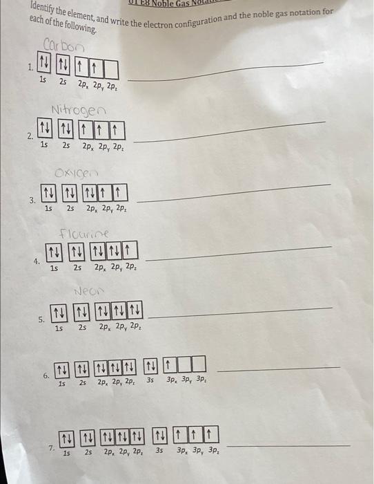Solved Noble Gas Identify the element, and write the | Chegg.com
