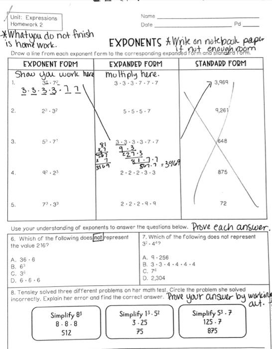 Solved is home work. EXDONENTS AWrite on notepook paper Drow | Chegg.com