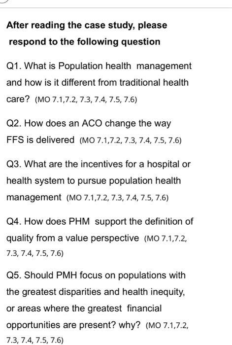 Solved After reading the case study, please respond to the | Chegg.com