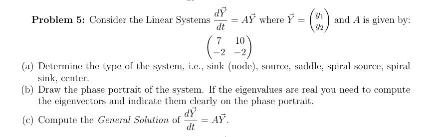 Solved Problem 5: Consider the Linear Systems | Chegg.com