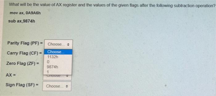 Solved What will be the value of AX register and the values | Chegg.com