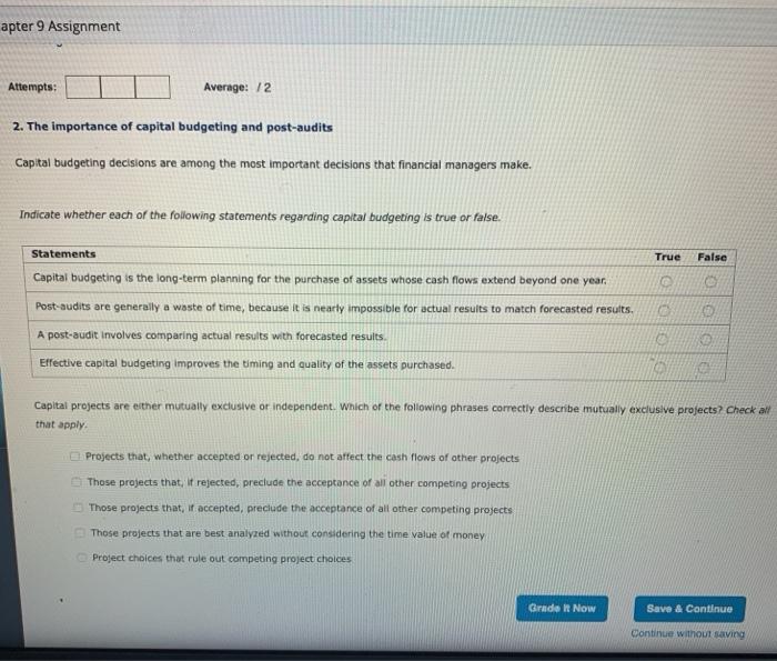 Solved apter 9 Assignment Attempts: Average: 12 2. The | Chegg.com