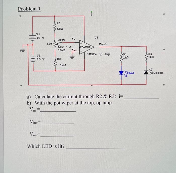 a) Calculate the current through R2 \& R3: i= b) With | Chegg.com