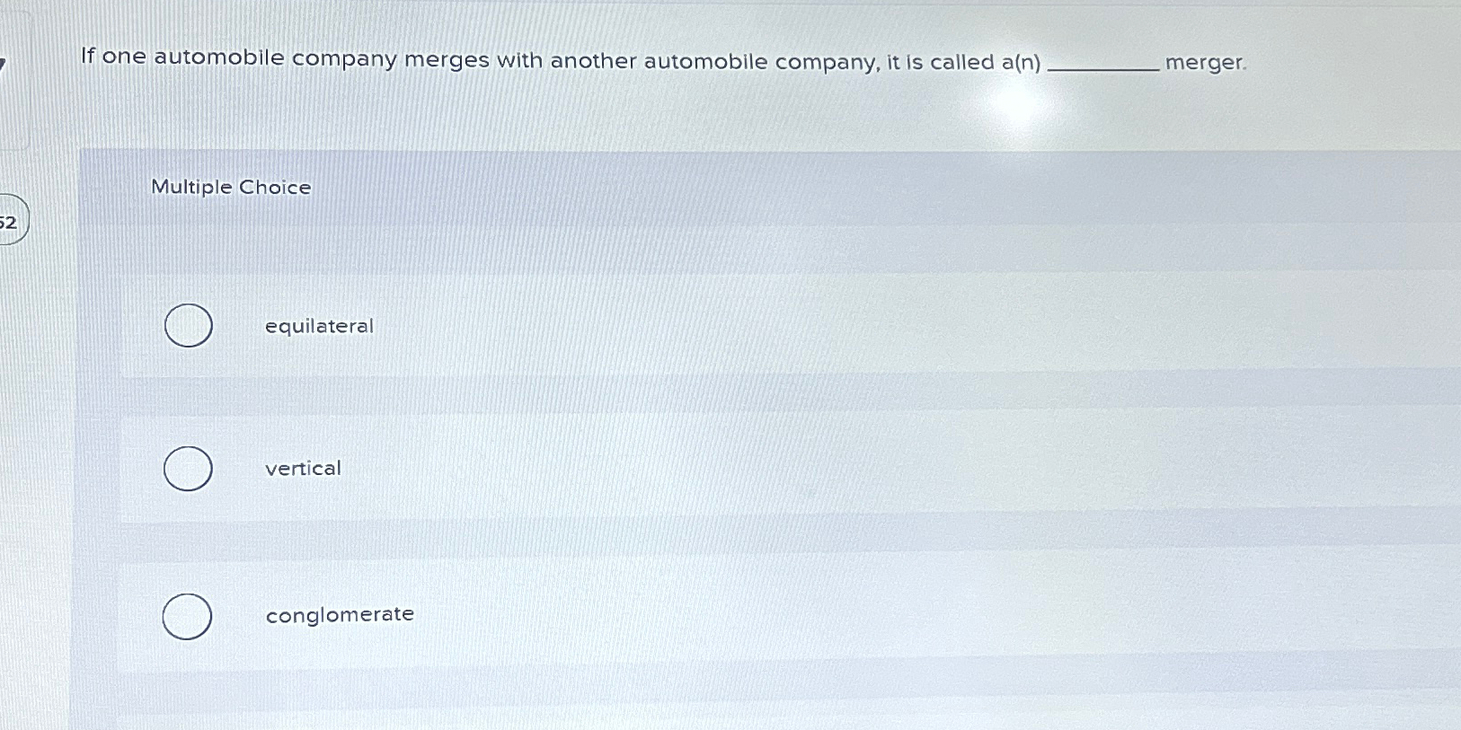Solved If one automobile company merges with another | Chegg.com