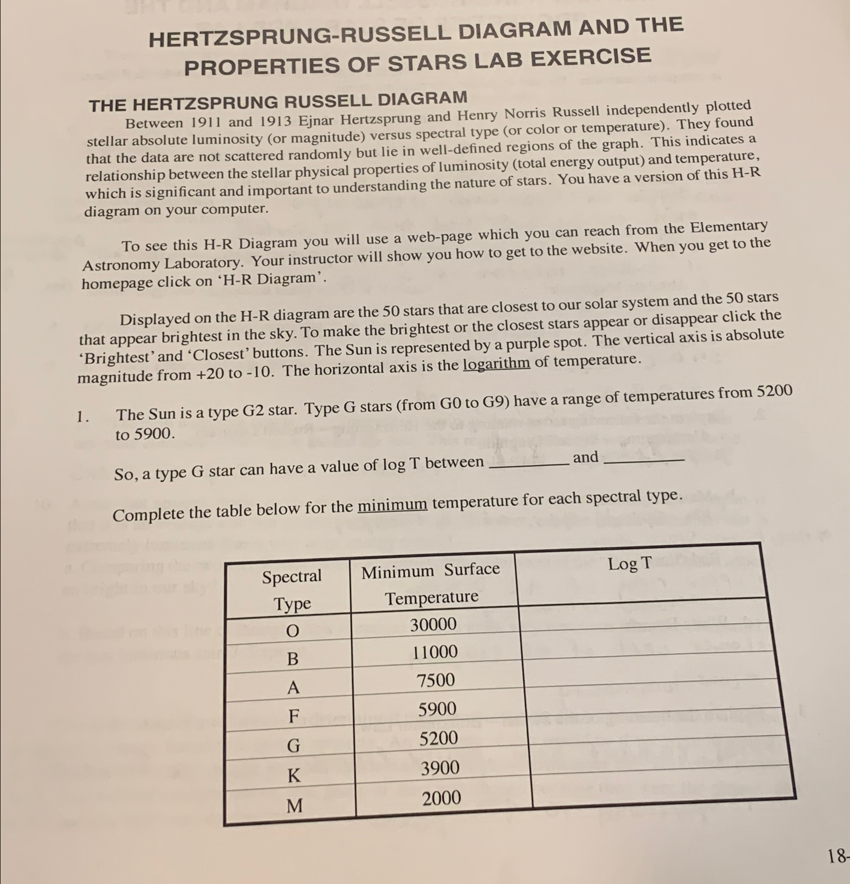 Solved HERTZSPRUNG-RUSSELL DIAGRAM AND THE PROPERTIES OF | Chegg.com