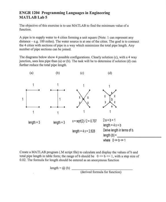 Solved Engr 1204 Programming Languages In Engineering Matlab