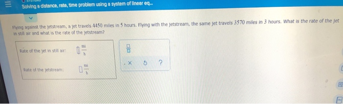 Solved - Solving a distance rate, time problem using a | Chegg.com