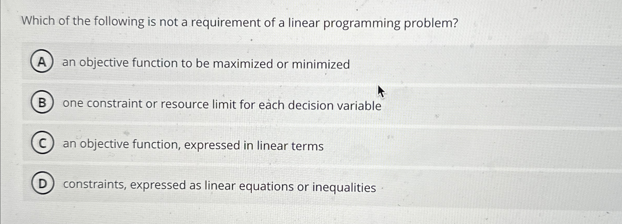 Solved Which of the following is not a requirement of a | Chegg.com