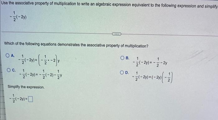 Solved Use the associative property of multiplication to | Chegg.com
