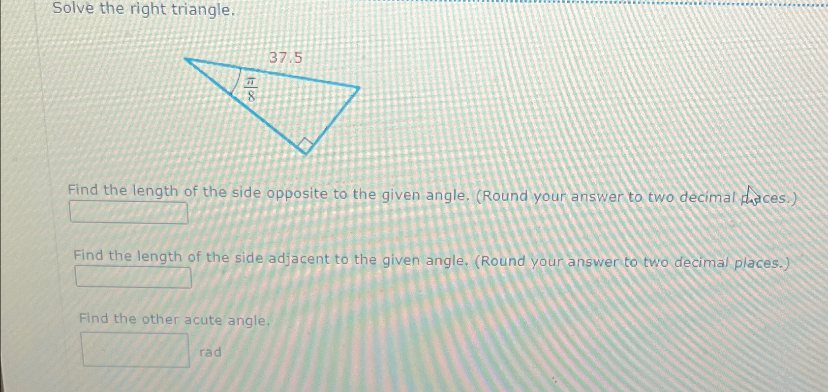 Solved Solve the right triangle.Find the lenath of the side | Chegg.com