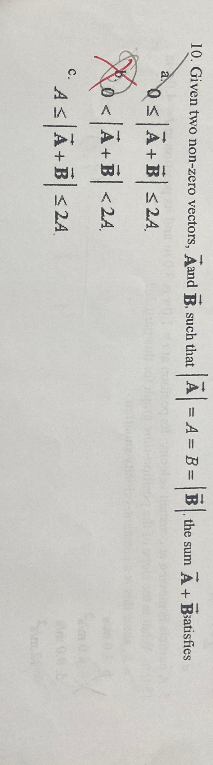 Solved Given two non-zero vectors, vec(A) ﻿and vec(B), ﻿such | Chegg.com