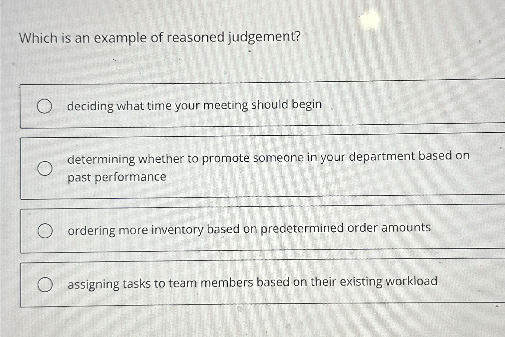 Solved Which is an example of reasoned judgement?deciding | Chegg.com