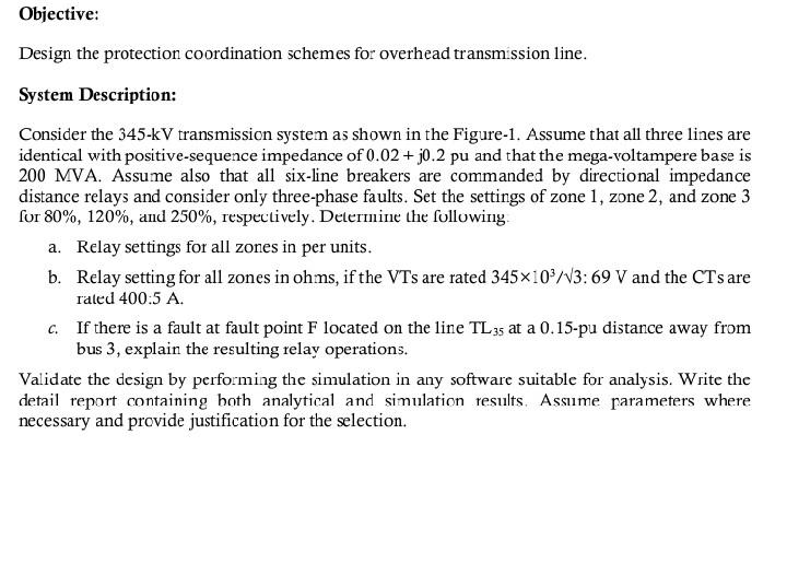 Solved Design The Protection Coordination Schemes For