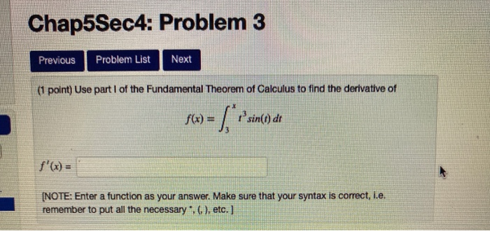 Solved Chap5Sec4: Problem 3 Previous Problem List Next (1 | Chegg.com