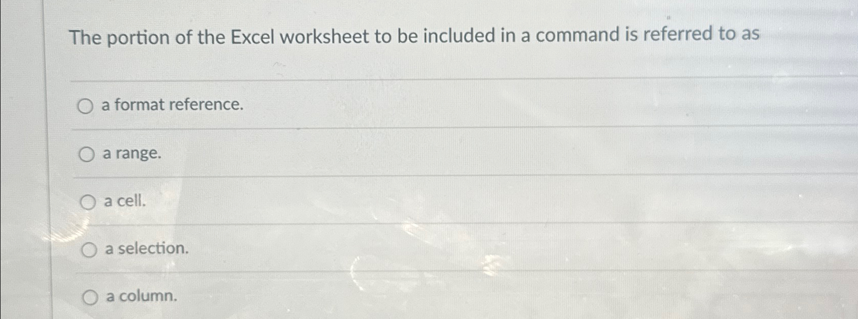 Solved The portion of the Excel worksheet to be included in | Chegg.com