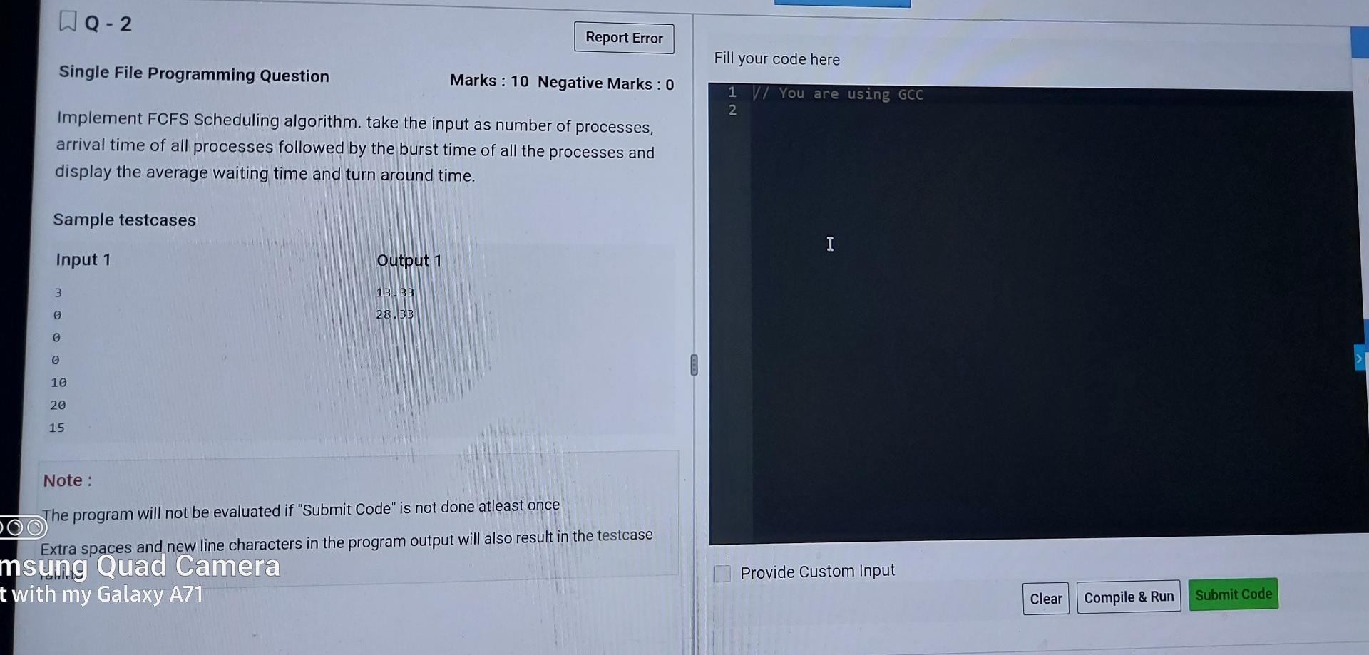 Solved W Q-2 Report Error Fill your code here Single File | Chegg.com