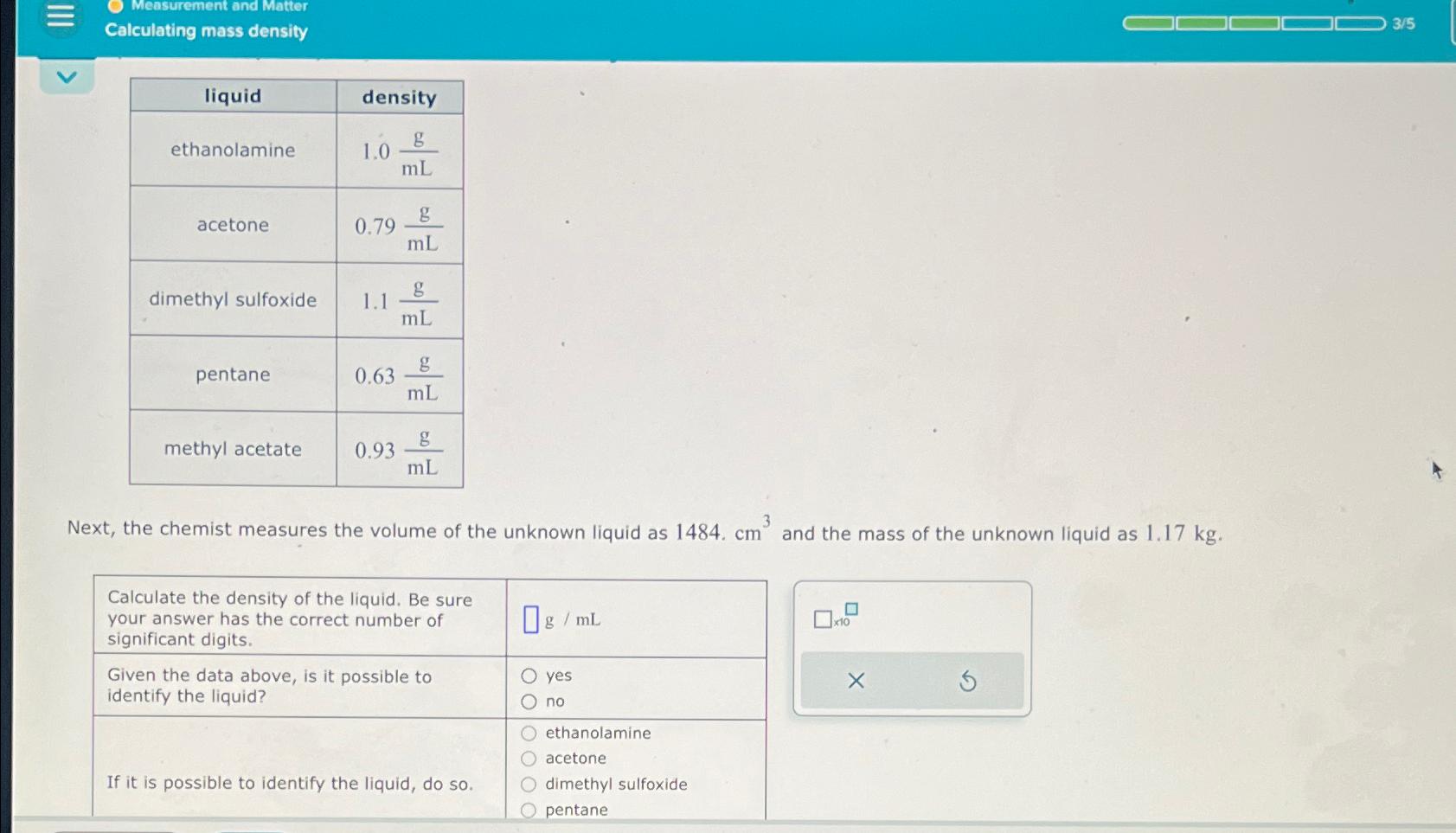 Solved Measurement and MatterCalculating mass | Chegg.com