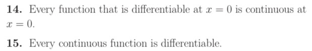 Solved 14. Every function that is differentiable at x = 0) | Chegg.com