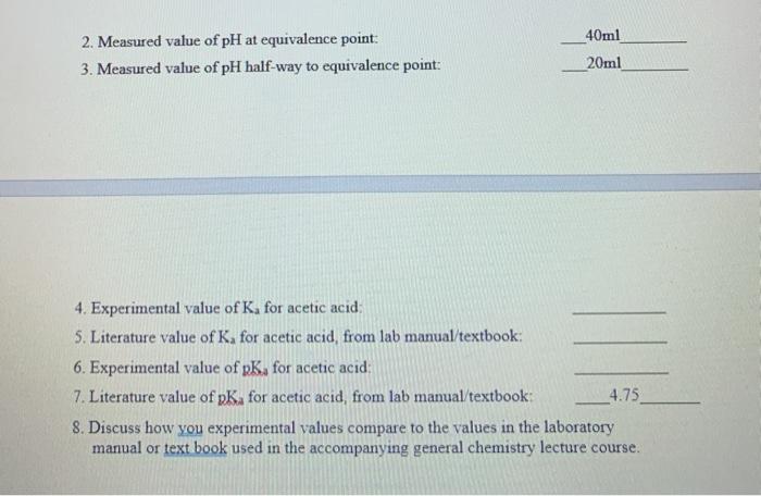 Solved EXPERIMENT 15: INTRODUCTION TO pH – TITRATION OF | Chegg.com