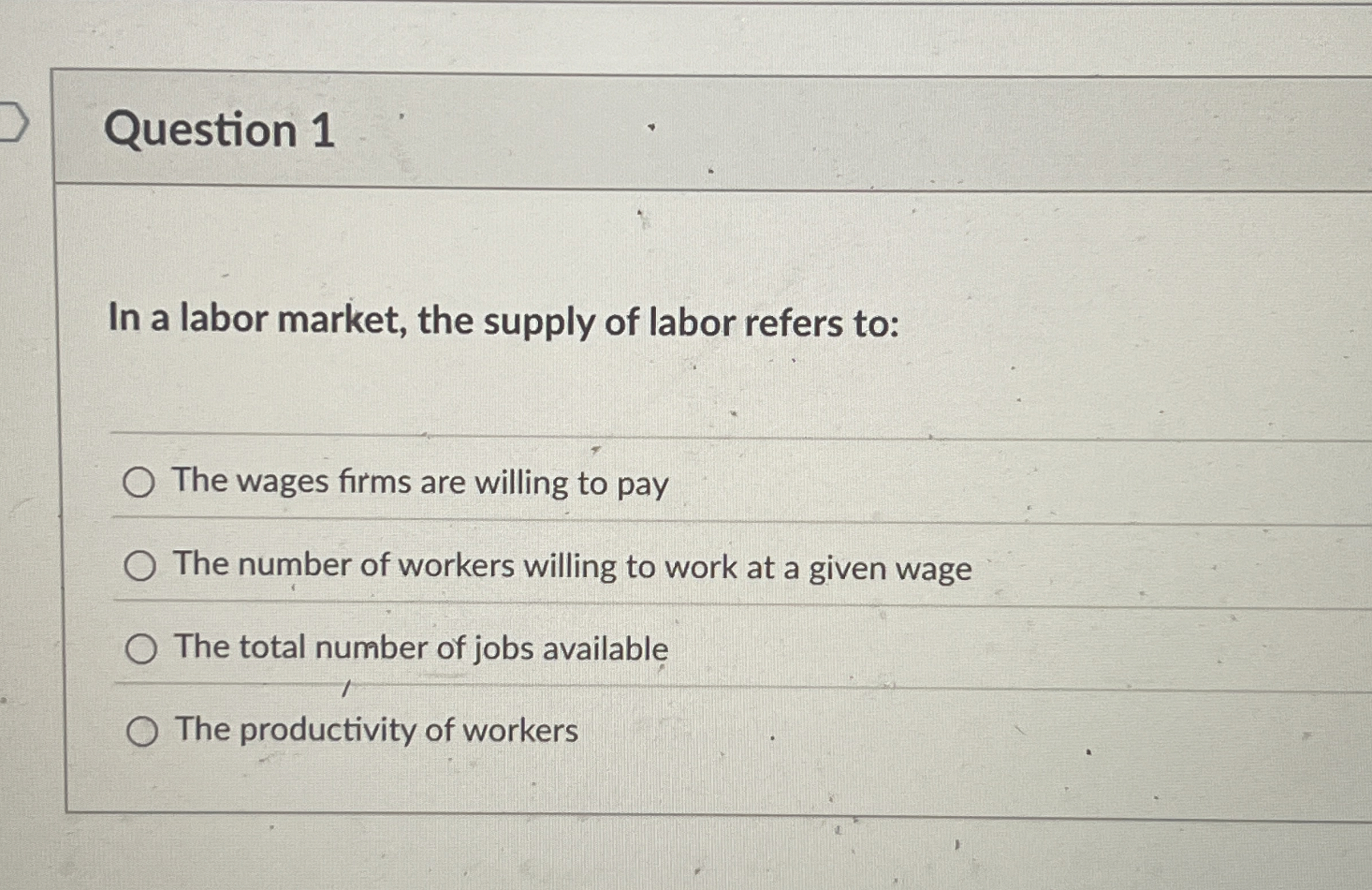 Solved Question 1In a labor market, the supply of labor | Chegg.com