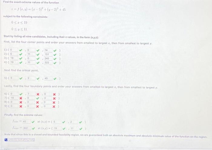 Solved Find the exact extreme values of the function z=f(x, | Chegg.com