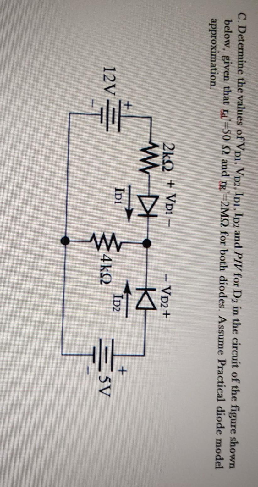Solved C. Determine the values of Vpi. Vp2, Ipı, Ip2 and PIV | Chegg.com