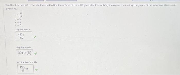 Solved use only shell method for all the three questions. | Chegg.com